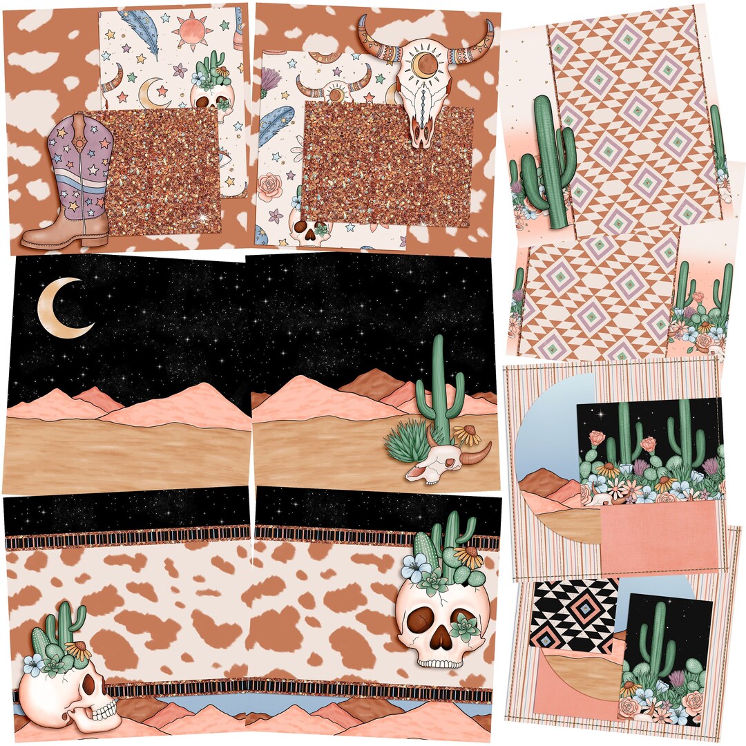 Southwest Background Pages - Digital Scrapbook Page Bundle - INSTANT ...