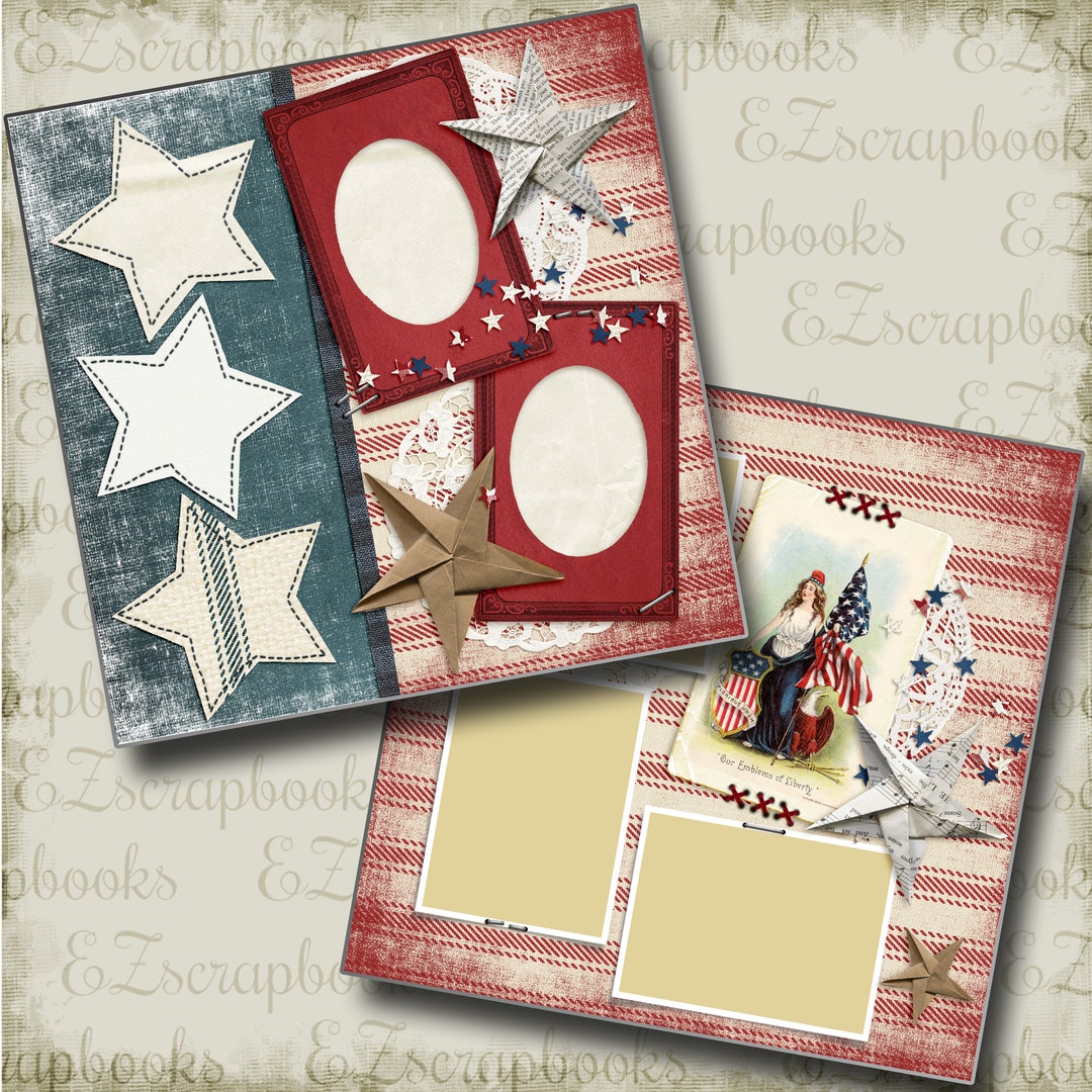 Patriotic 4th - 2 Premade Scrapbook Pages - EZ Layout 4490 - Etsy