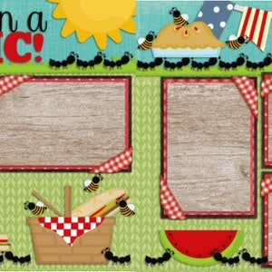 PICNIC - 2 Premade Scrapbook Pages - EZ Layout 78 - Etsy
