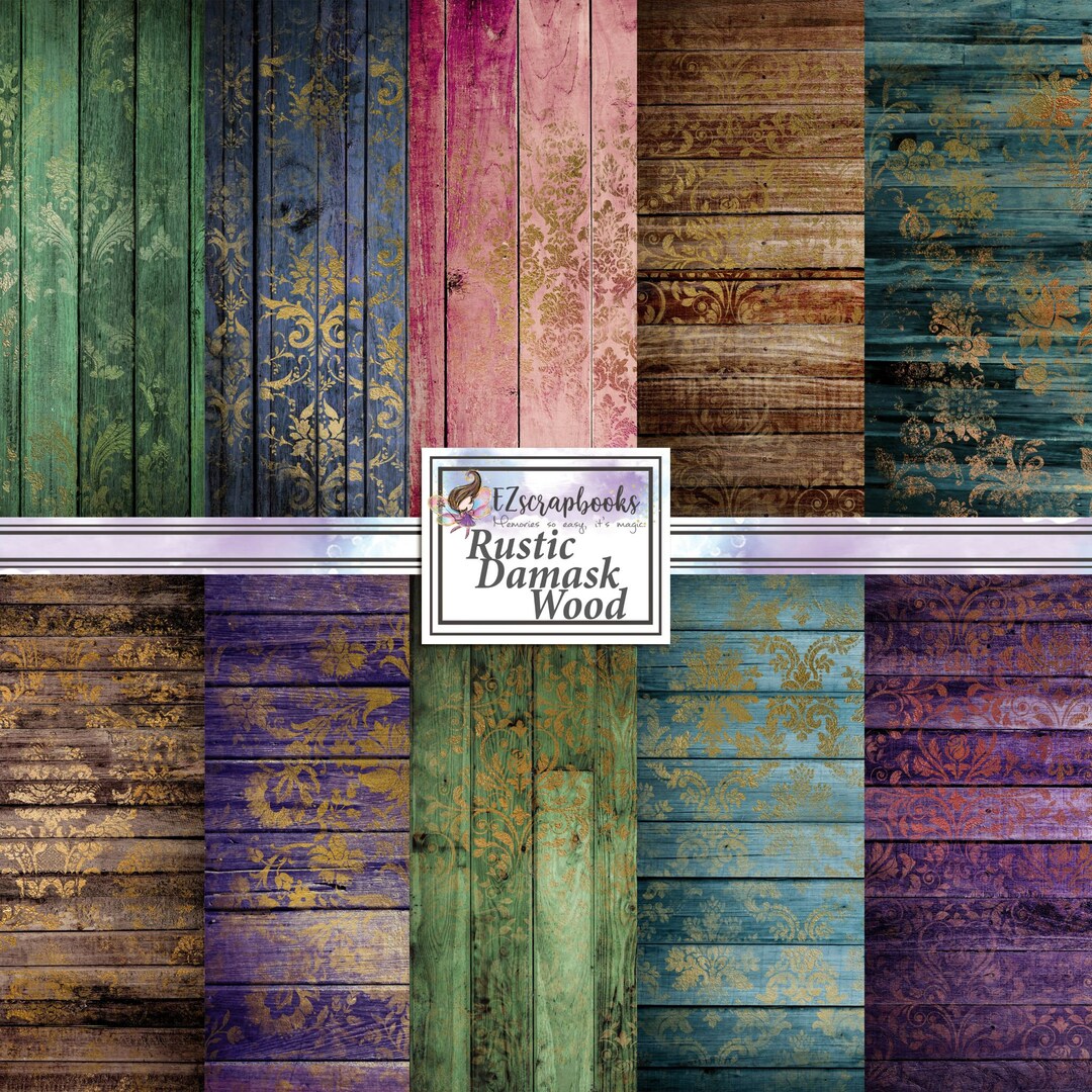 Rustic Damask Wood - 12X12 Paper Pack - 8386 - Etsy