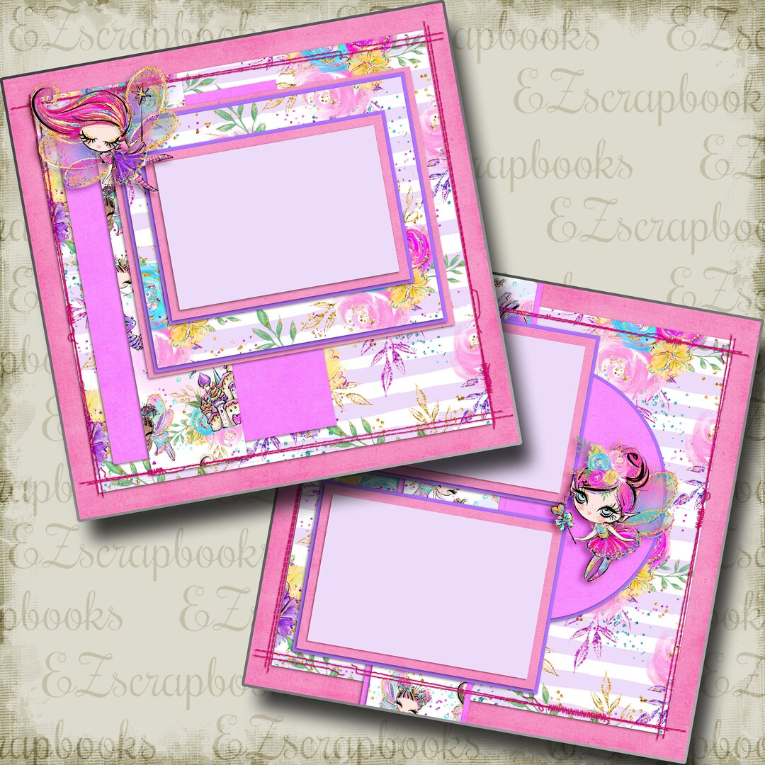 Fairy Princesses - 2 Premade Scrapbook Pages - EZ Layout 5040 - Etsy