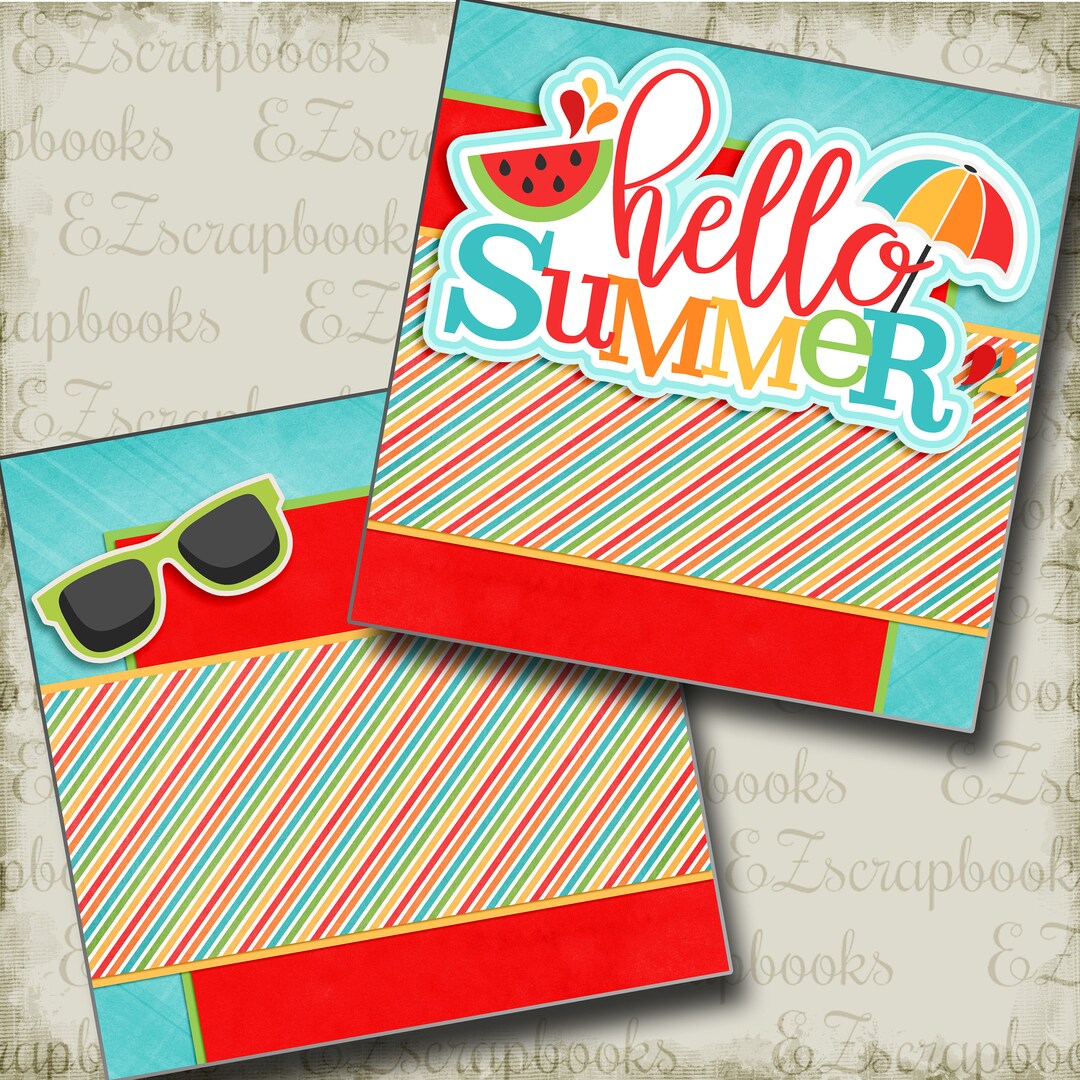 Hello Summer NPM - 2 Premade Scrapbook Pages - EZ Layout 3379 - Etsy