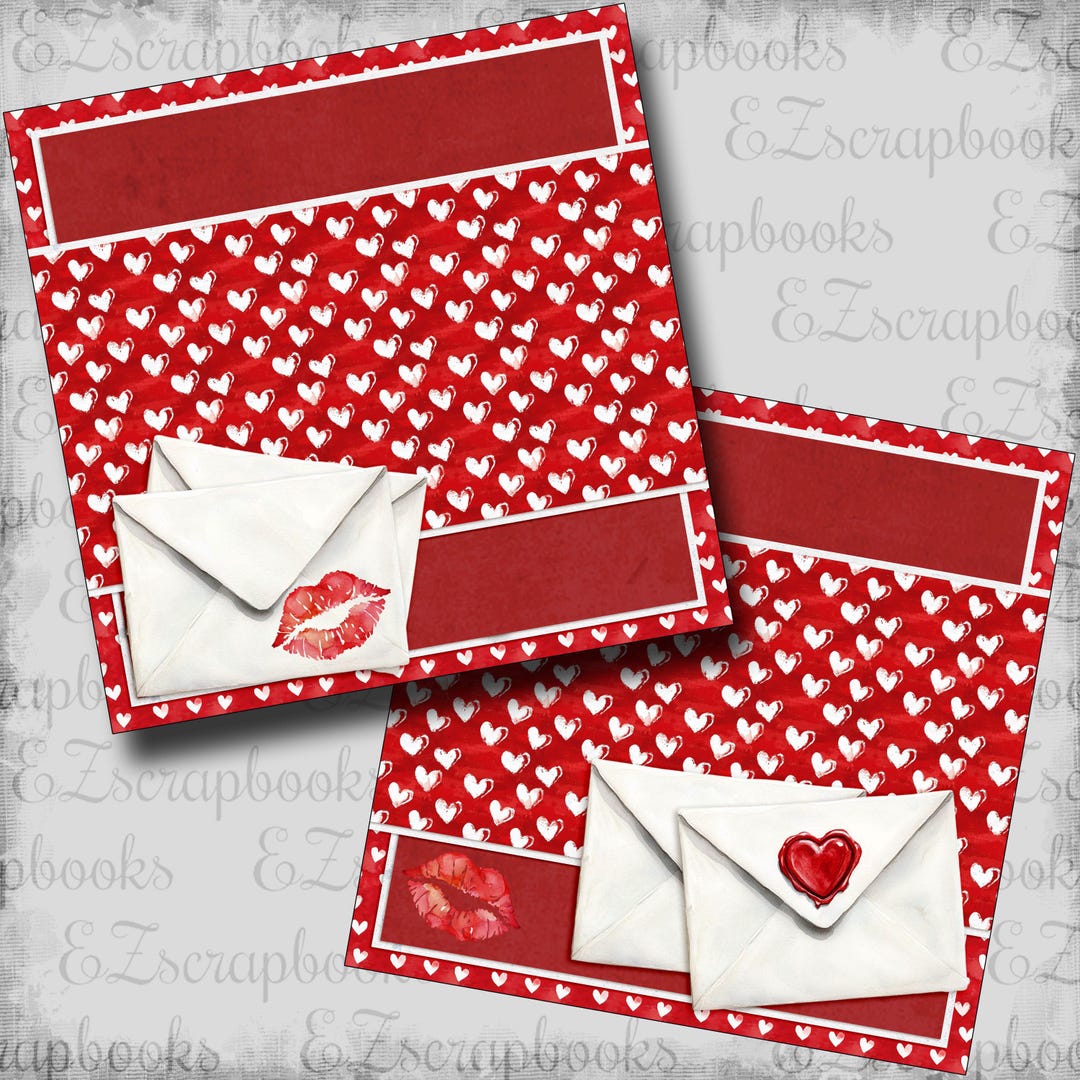 Valentine Love Letters NPM - 2 Premade Scrapbook Pages - EZ Layout 25 ...