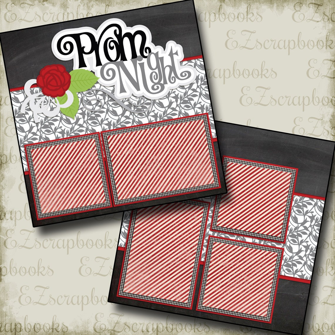 PROM NIGHT High School 2 Premade Printed Scrapbook Pages | Etsy