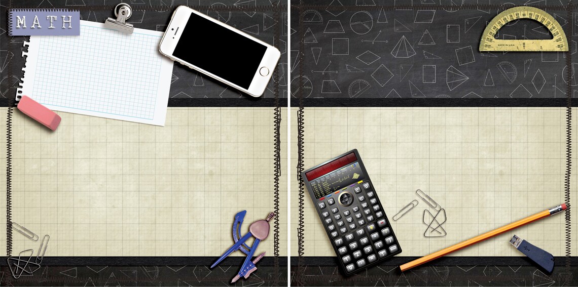 Math Gear NPM - 2 Premade Scrapbook Pages - EZ Layout 4303 - Etsy