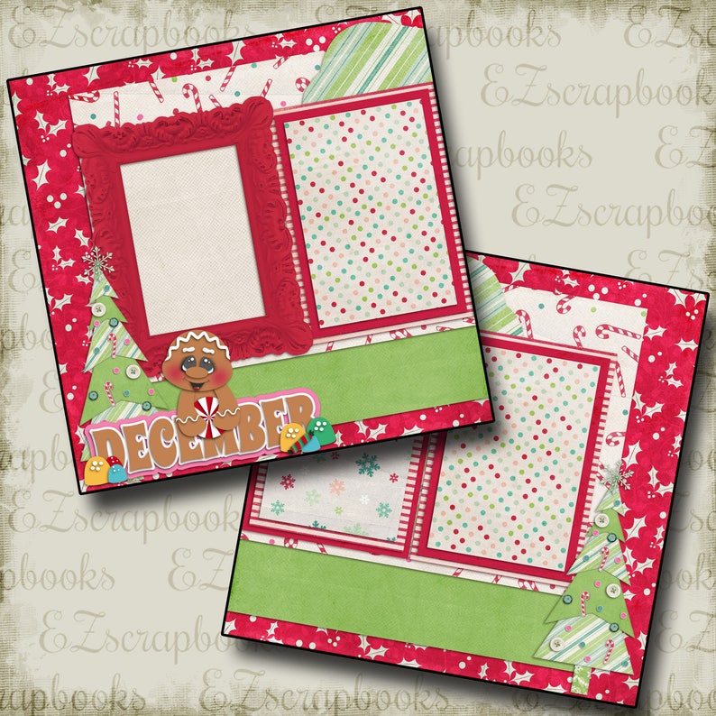 DECEMBER 2 Premade Scrapbook Pages EZ Layout 367 | Etsy