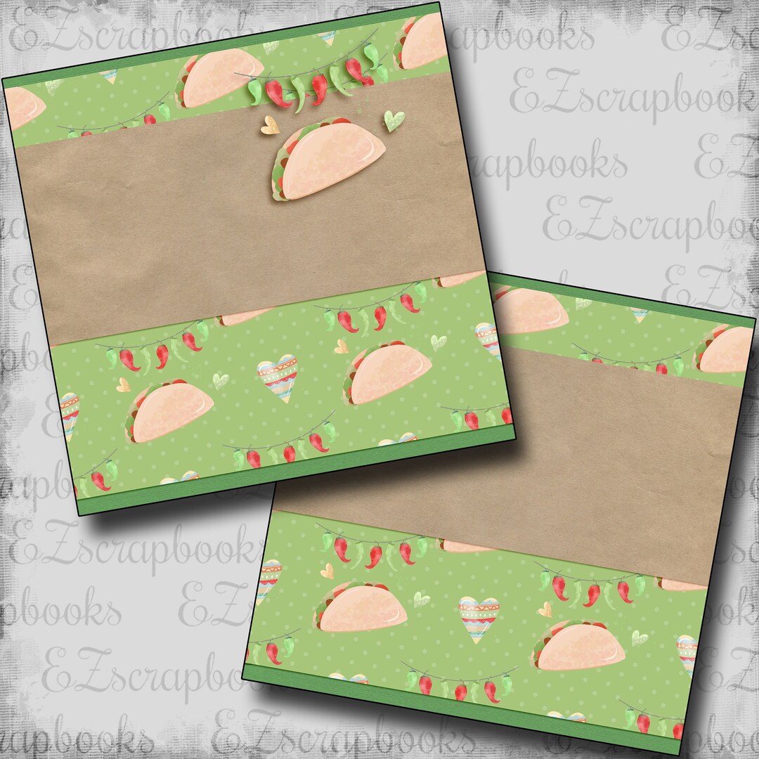 Fiesta Tacos NPM - 2 Premade Scrapbook Pages - EZ Layout 6713 - Etsy