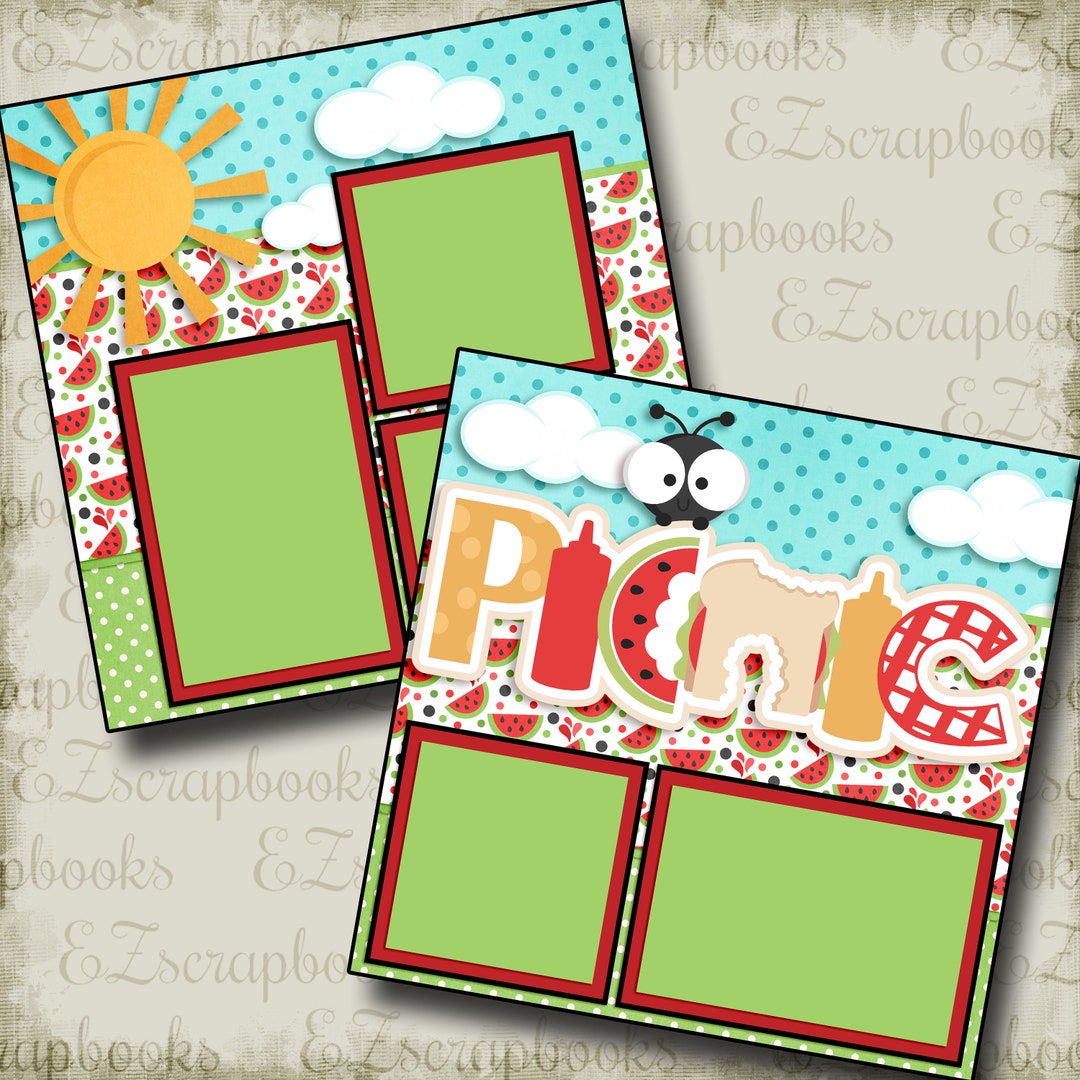 Picnic - 2 Premade Scrapbook Pages - EZ Layout 3216 - Etsy