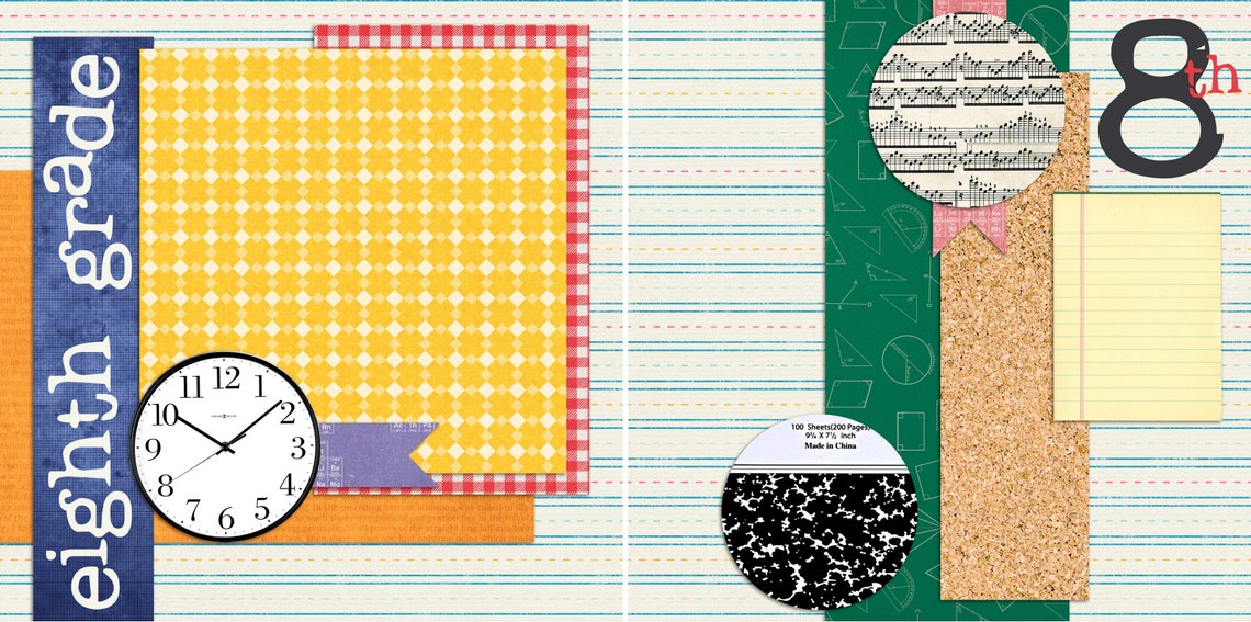 Eighth Grade NPM School 2 Premade Printed Scrapbook Pages | Etsy