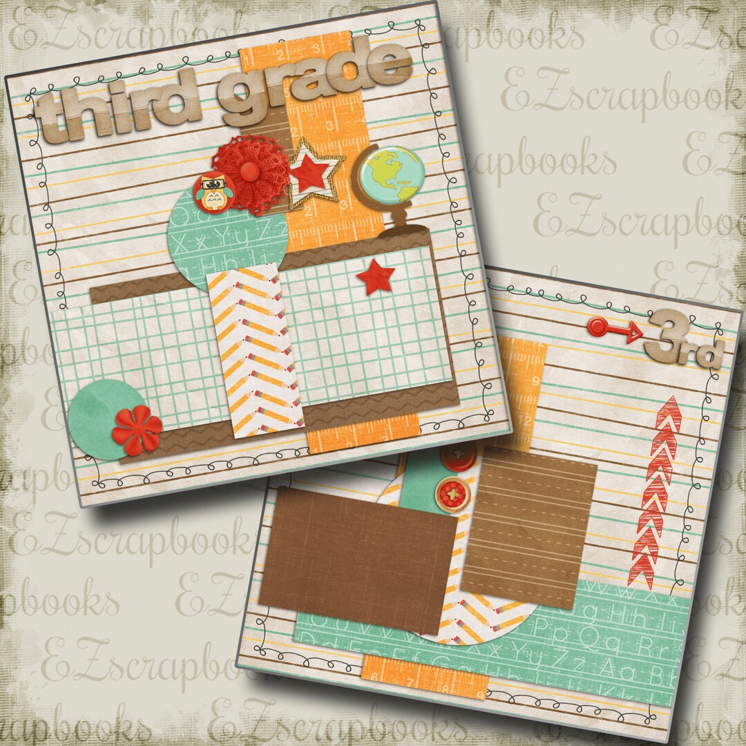 Third Grade NPM - School - 2 Premade Printed Scrapbook Pages - EZ ...