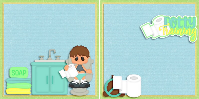 Potty Training Boy NPM 2 Premade Scrapbook Pages EZ Layout - Etsy