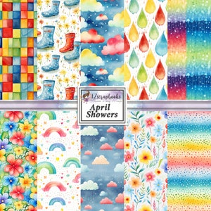 April Showers - Rain - 12X12 Paper Pack - 8744 - Etsy