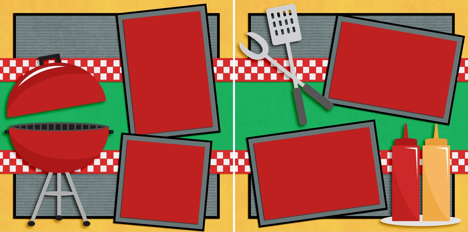 Summer BBQ 2 Premade Scrapbook Pages EZ Layout 3374 - Etsy