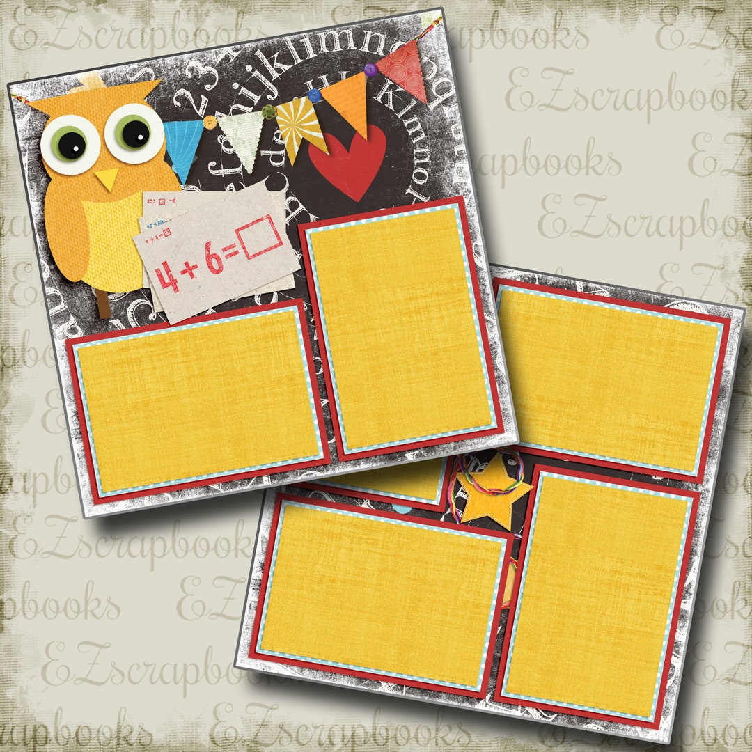 Math Owl - 2 Premade Scrapbook Pages - EZ Layout 4310 - Etsy