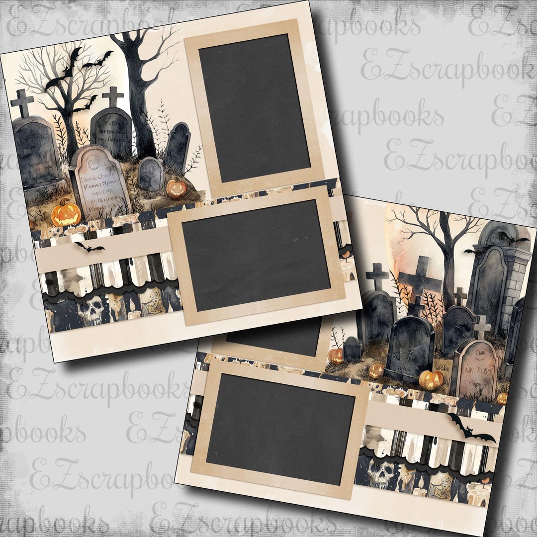 Spooky Season Graveyard - 2 Premade Scrapbook Pages - EZ Layout 24-660 ...