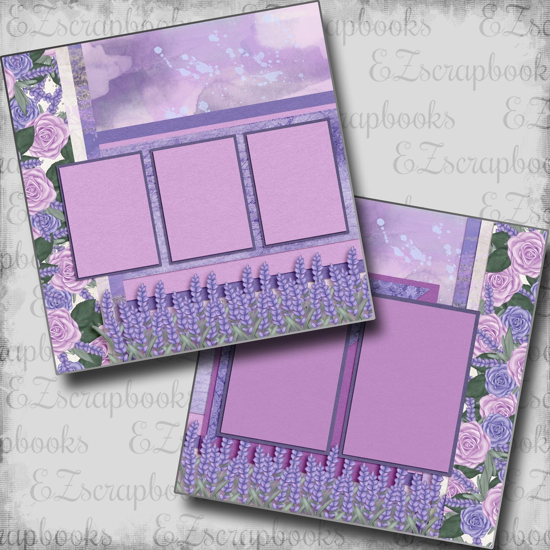 Rows of Lavender - 2 Premade Scrapbook Pages - EZ Layout 6540 - Etsy