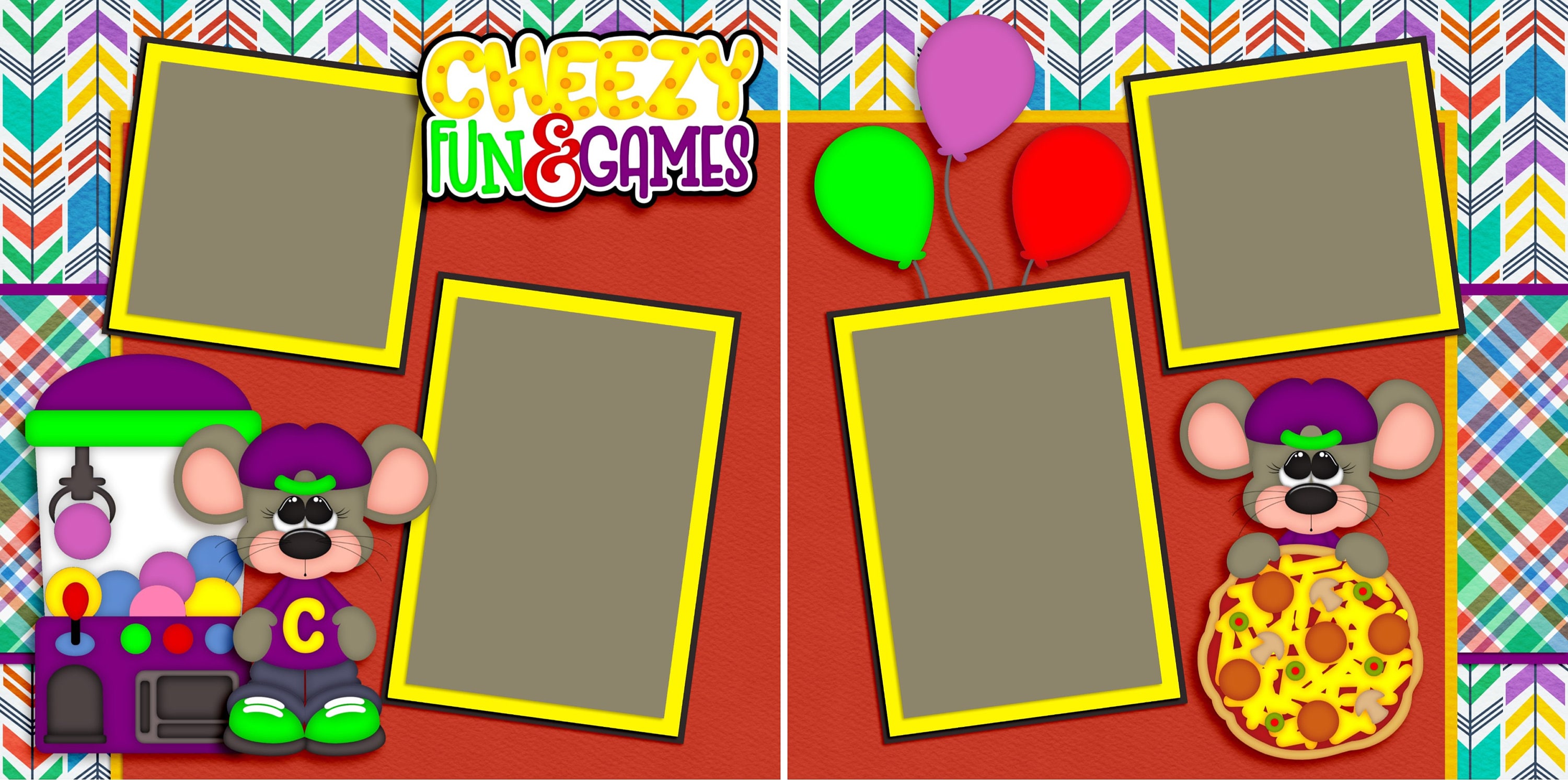 Cheezy Fun - 2 Premade Scrapbook Pages - EZ Layout 3446 - Etsy