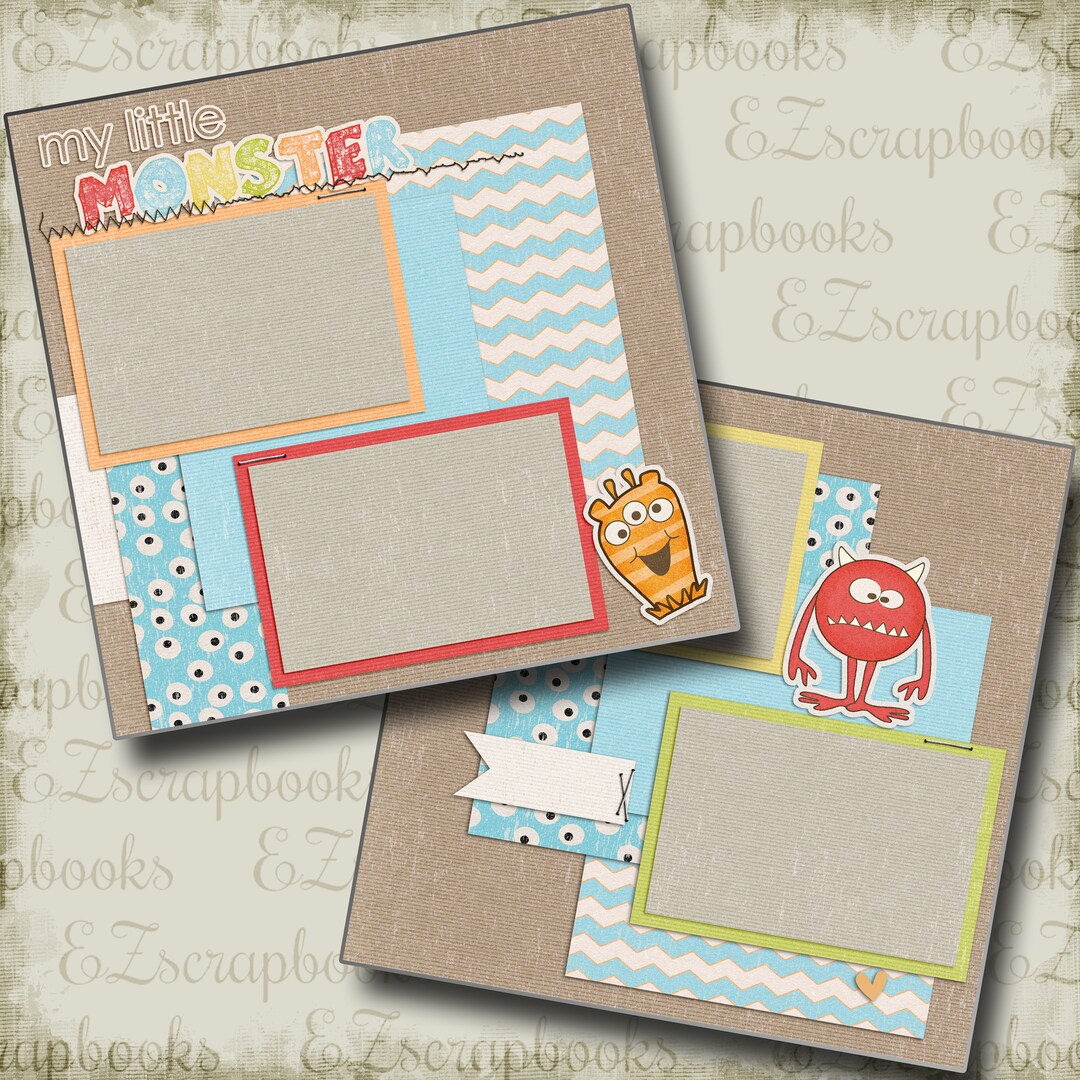 My Little Monster 2 Premade Scrapbook Pages EZ Layout 4498 - Etsy