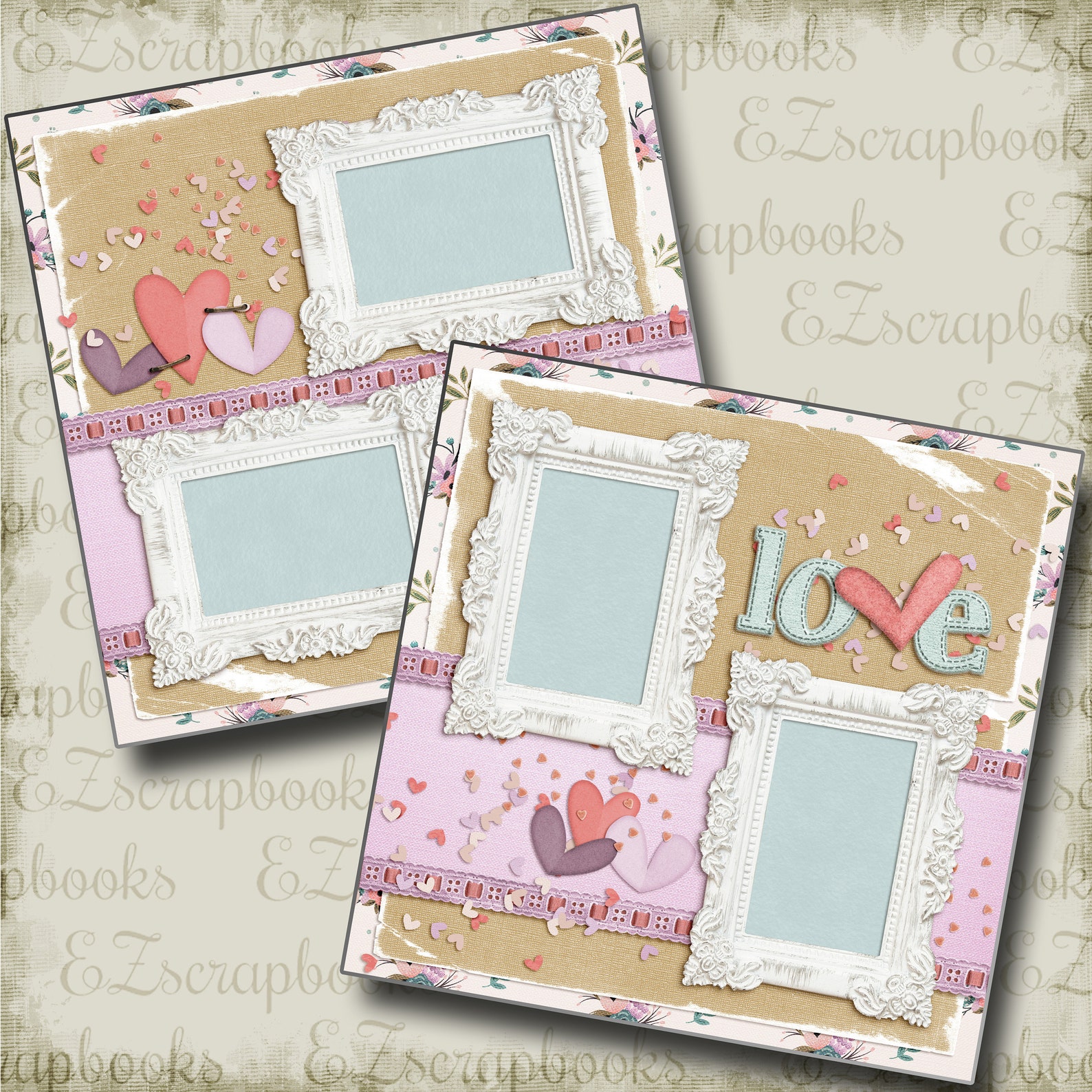 Love Valentine 2 Premade Scrapbook Pages EZ Layout 4564 - Etsy