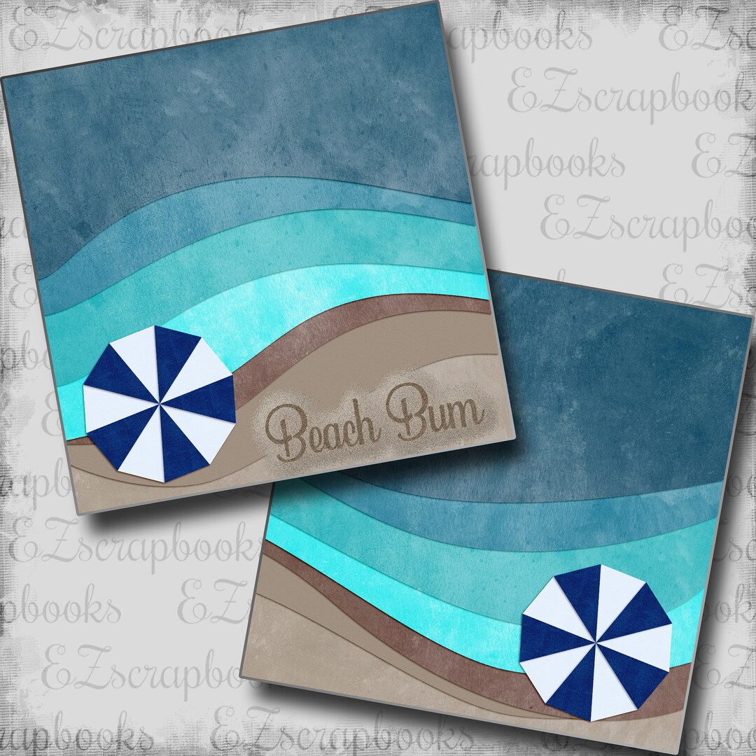 Beach Bum NPM - 2 Premade Scrapbook Pages - EZ Layout 6617 - Etsy