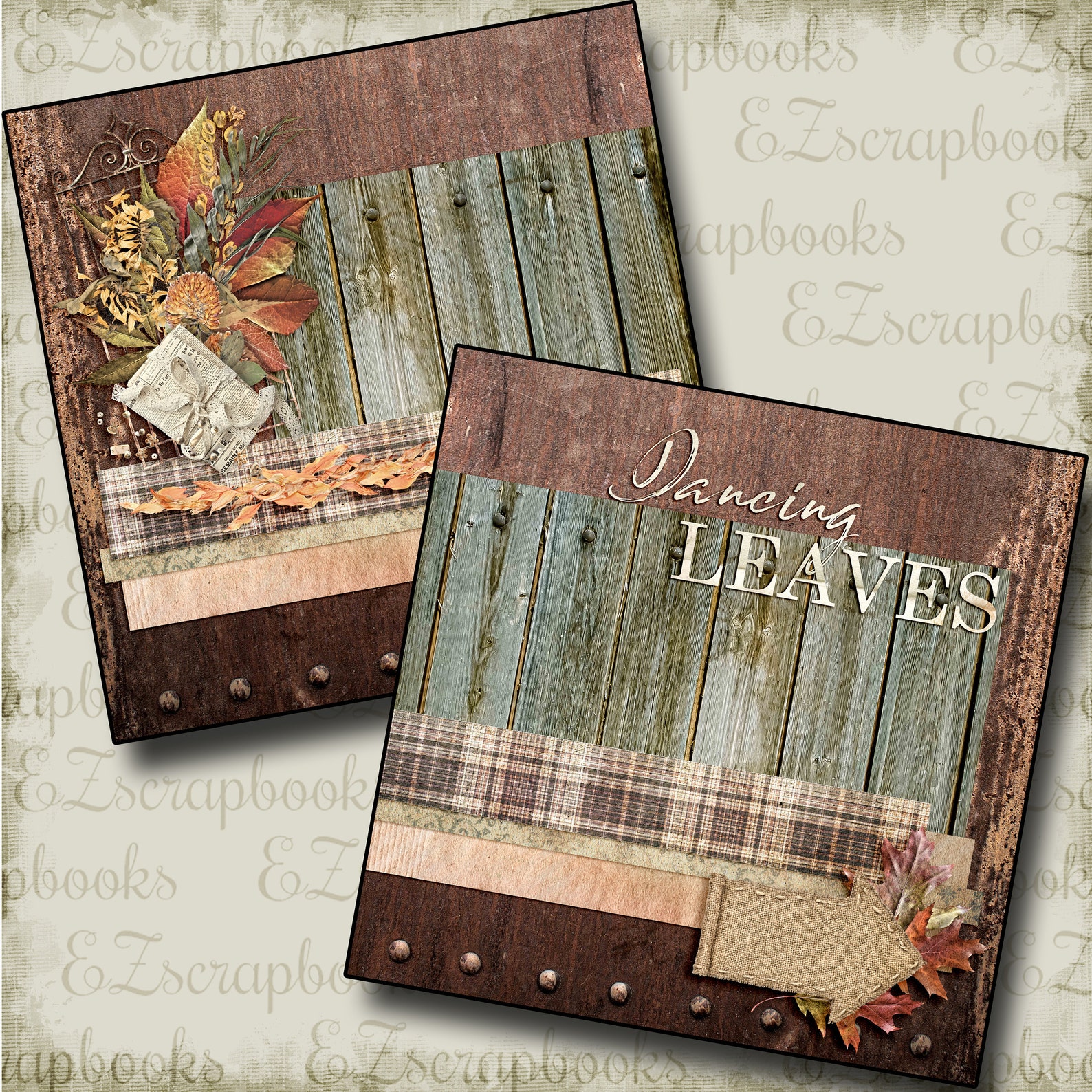 Dancing Leaves NPM 2 Premade Scrapbook Pages EZ Layout | Etsy