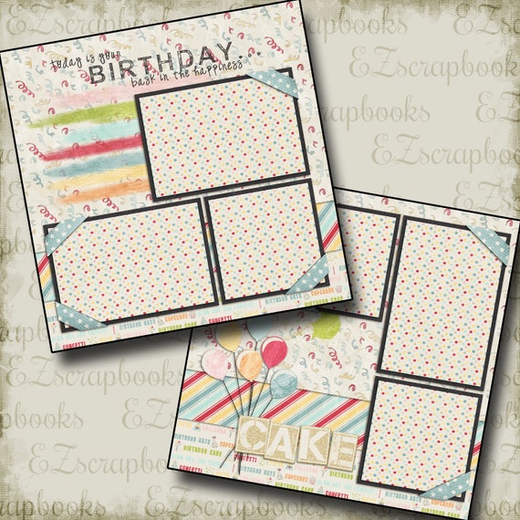 BIRTHDAY 2 Premade Scrapbook Pages EZ Layout 160 - Etsy