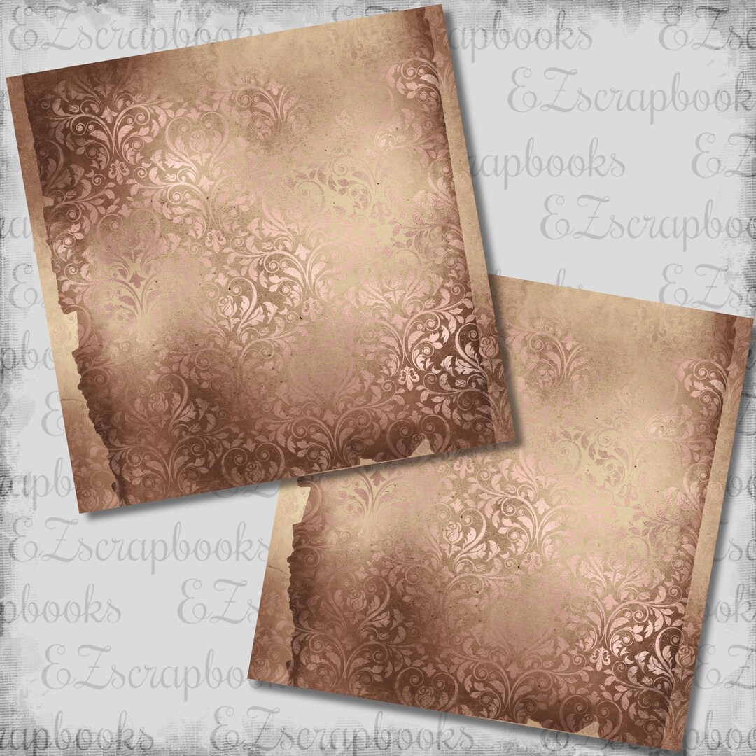 Rose Gold Ephemera Layered Scrapbook Papers - Card Stock - EZ Layout 26 ...