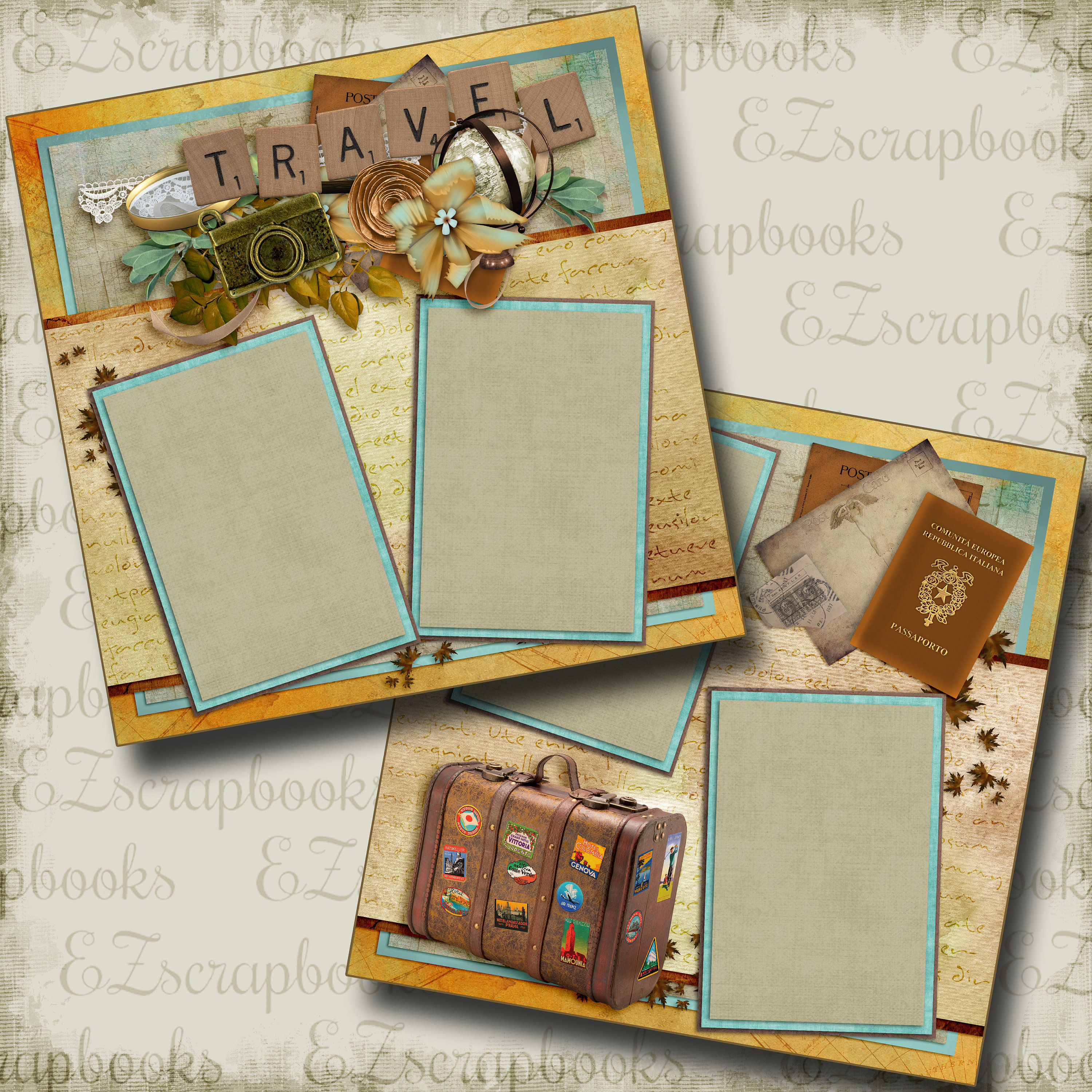 Vintage Travel 1 2 Premade Scrapbook Pages EZ Layout 3700 | Etsy