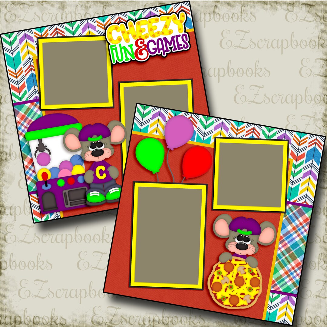 Cheezy Fun - 2 Premade Scrapbook Pages - EZ Layout 3446 - Etsy