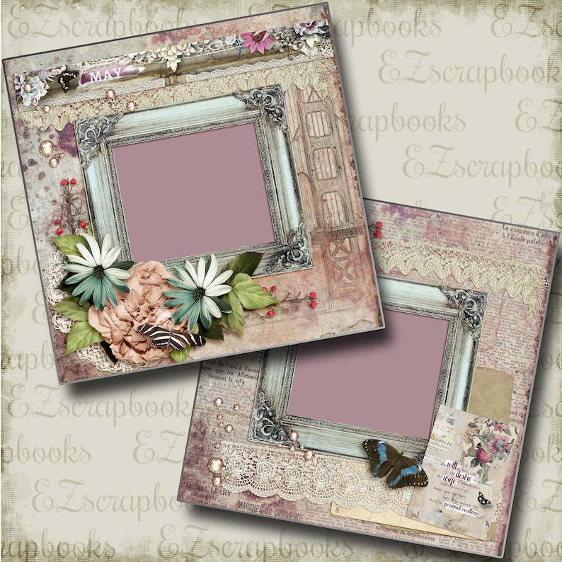 May 2 Premade Scrapbook Pages EZ Layout 4830 - Etsy