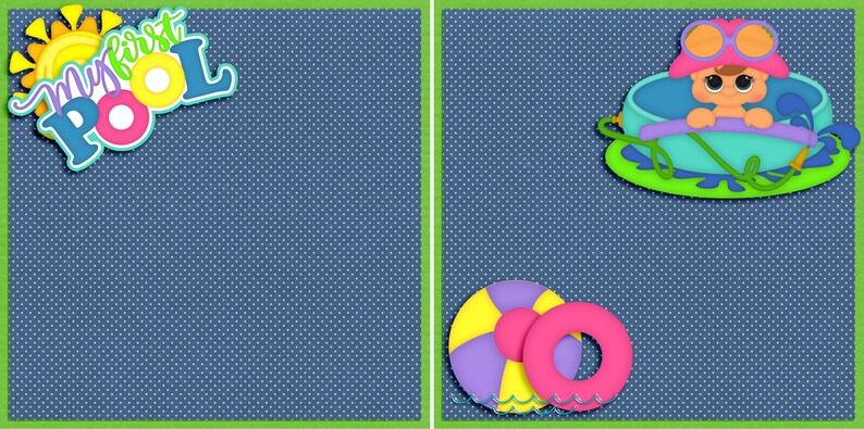 My First Pool NPM 2 Premade Scrapbook Pages EZ Layout 4611 - Etsy