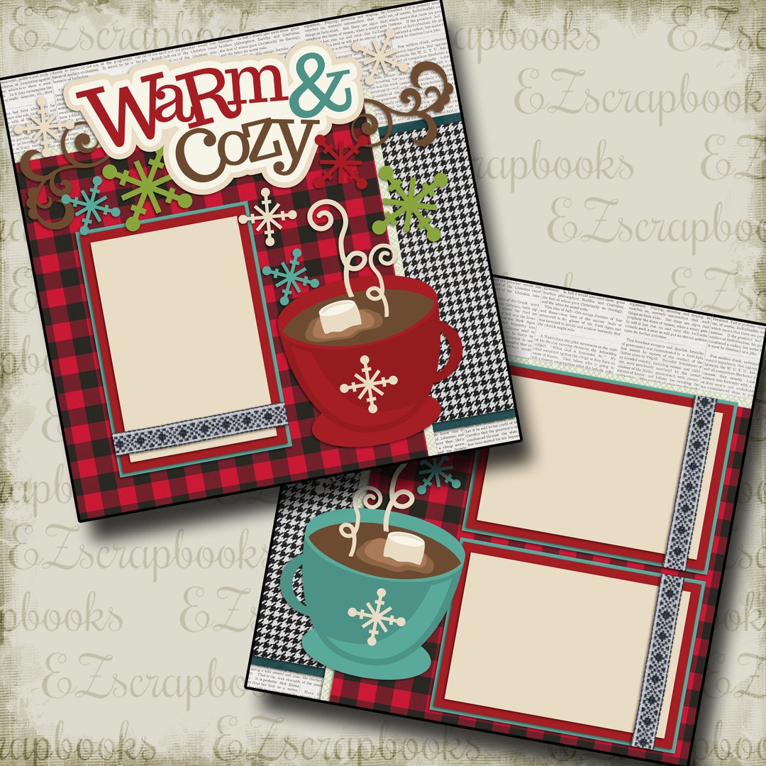 WARM & COZY - 2 Premade Scrapbook Pages - EZ Layout 2161 - Etsy