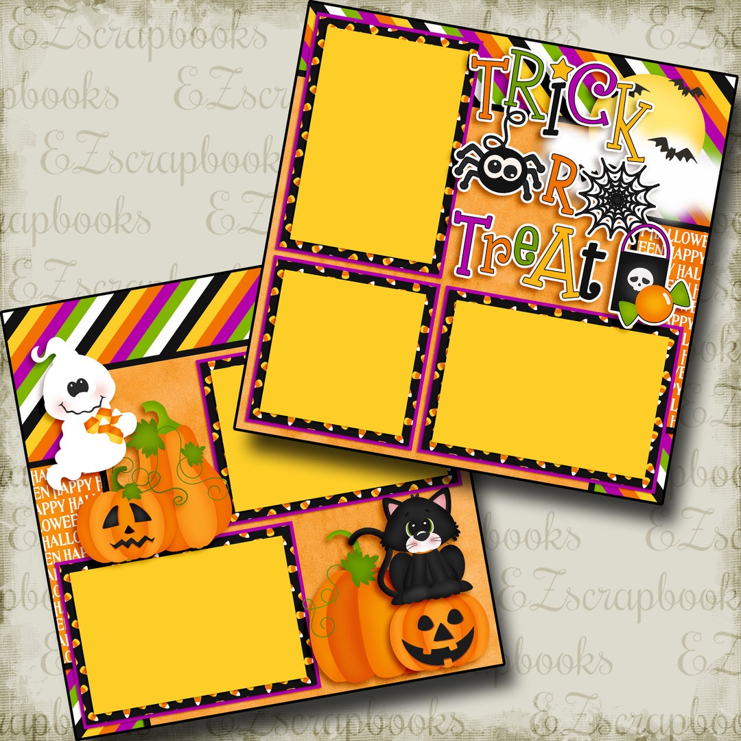Trick or Treat Spider - Halloween - 2 Premade Scrapbook Pages - EZ ...