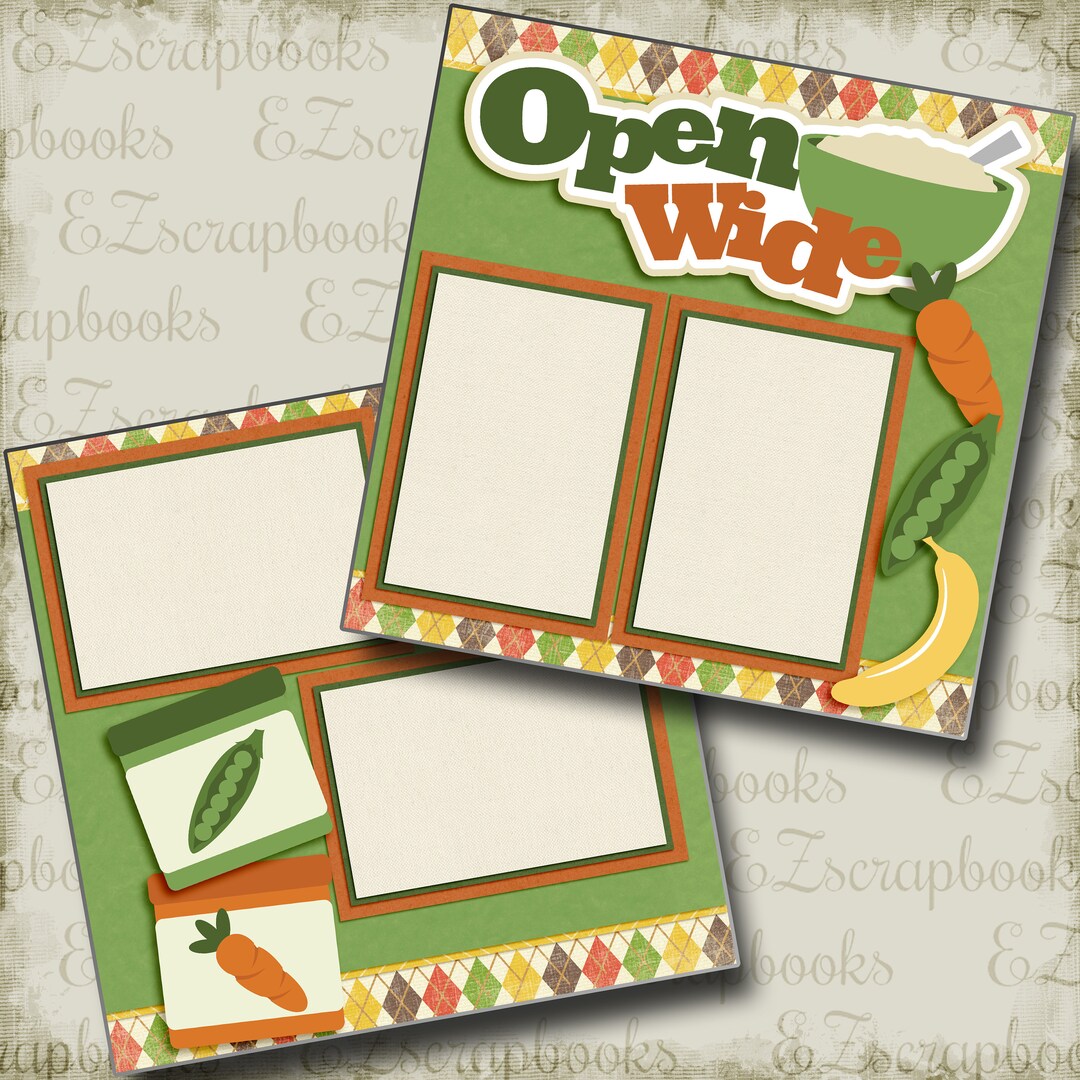 Open Wide - 2 Premade Scrapbook Pages - EZ Layout 4050 - Etsy