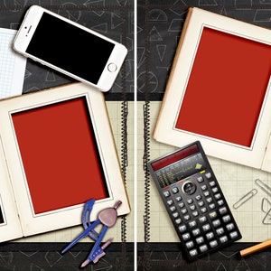 Math Gear - 2 Premade Scrapbook Pages - EZ Layout 4302 - Etsy