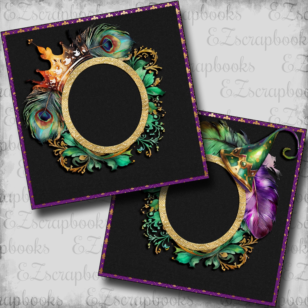 Mardi Gras Celebration - 2 Premade Scrapbook Pages - EZ Layout 6558 - Etsy