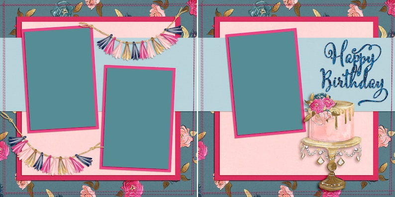 HAPPY BIRTHDAY - 2 Premade Scrapbook Pages - EZ Layout 5666 - Etsy