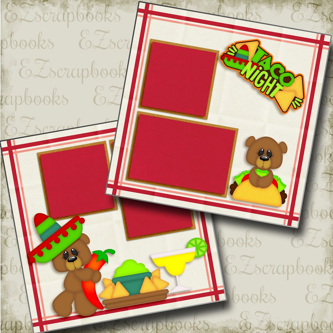Taco Night - 2 Premade Scrapbook Pages - EZ Layout 4770 - Etsy