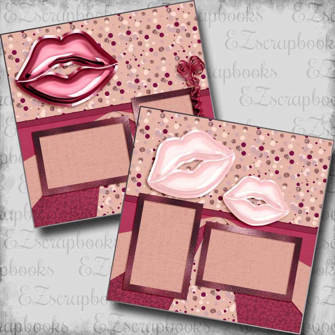 Valentine Lips - 2 Premade Scrapbook Pages - EZ Layout 6456 - Etsy