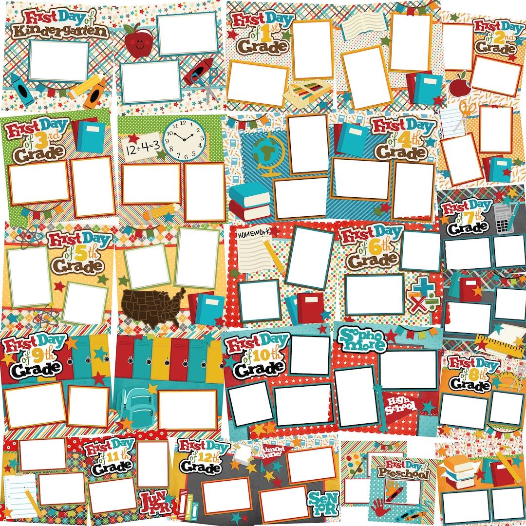 School Days Collection 1 - First Days - Digital Scrapbook Quick Page ...