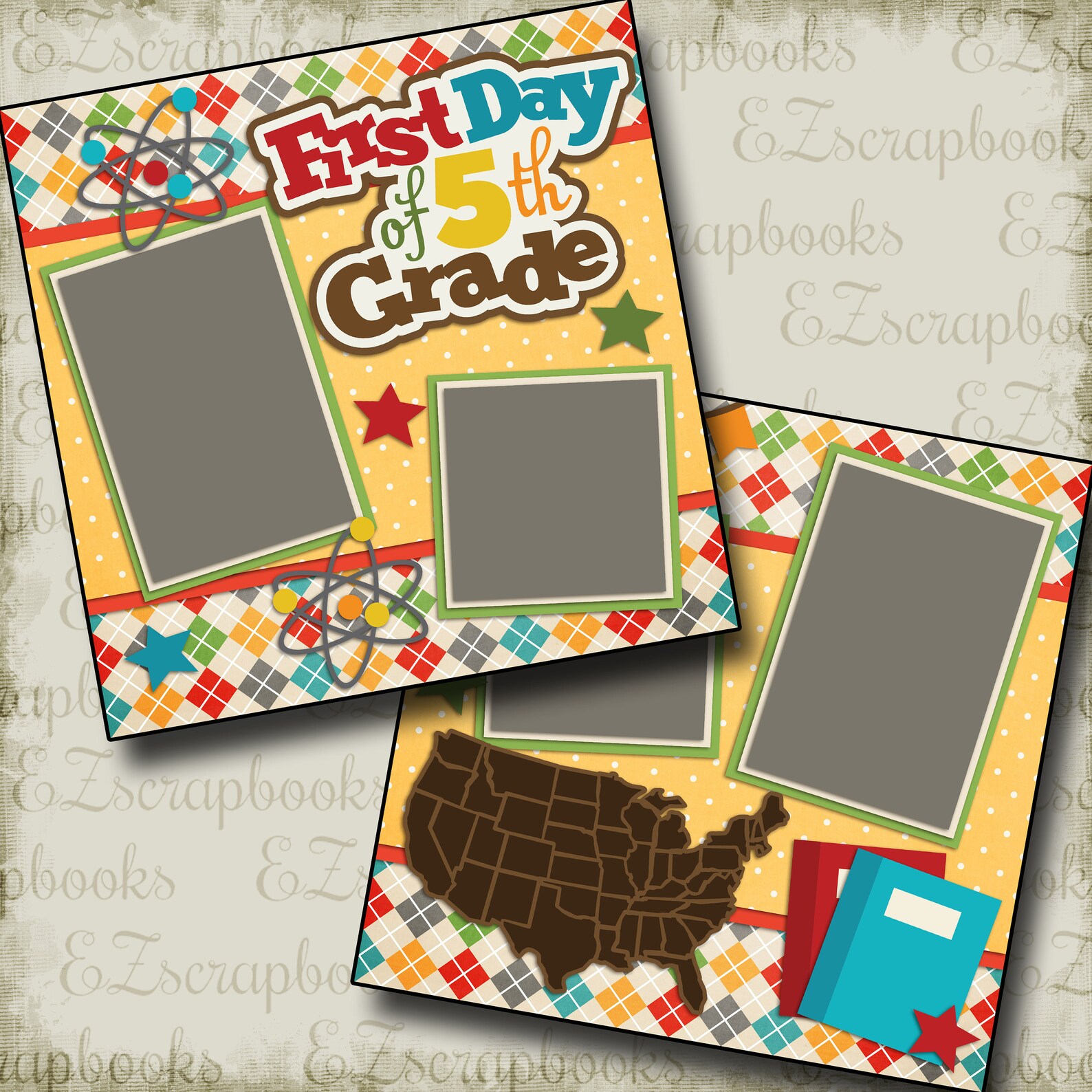 First Day 5th Grade - 2 Premade Printed Scrapbook Pages - EZ Layout ...