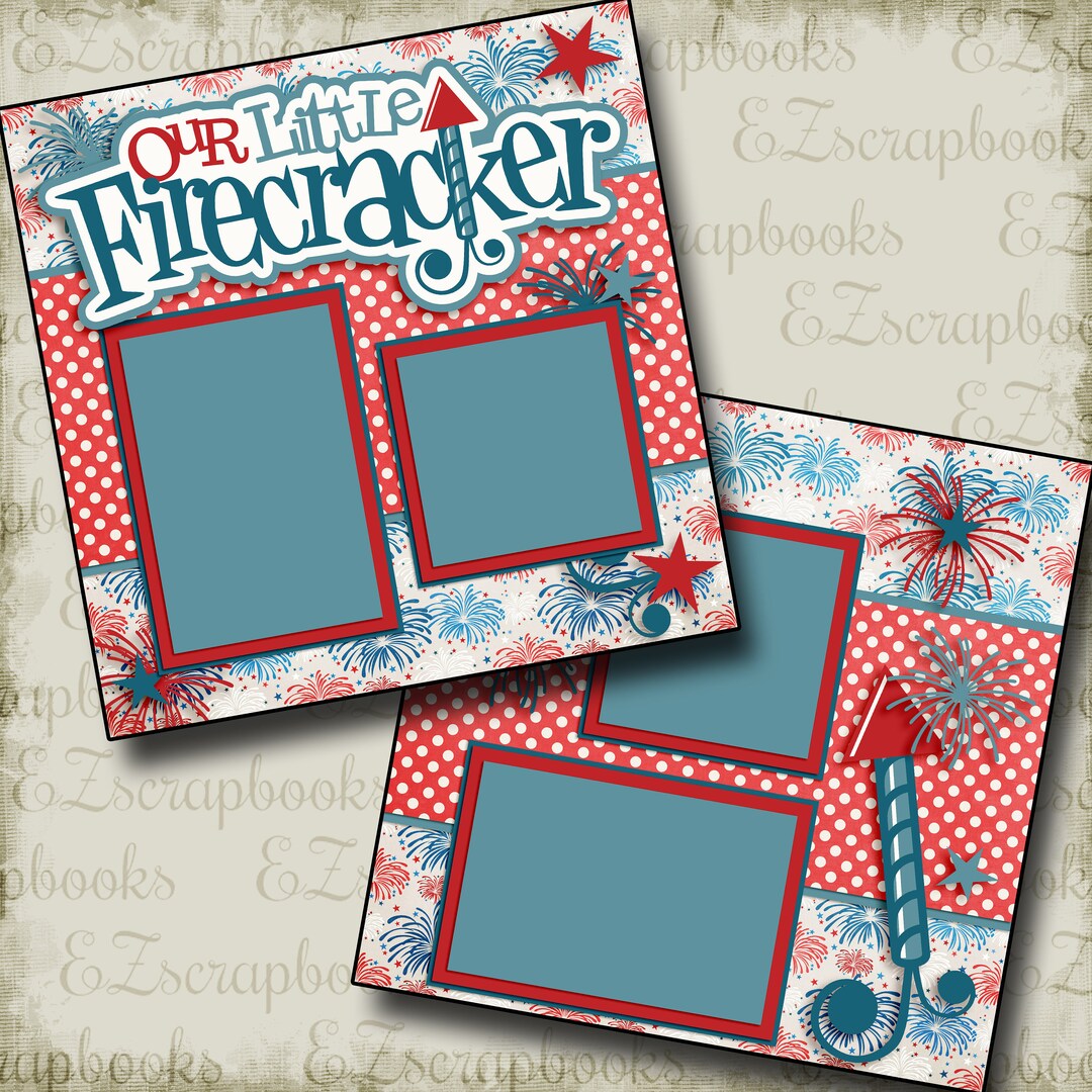 Our Little Firecracker - 2 Premade Scrapbook Pages - EZ Layout 3214 - Etsy