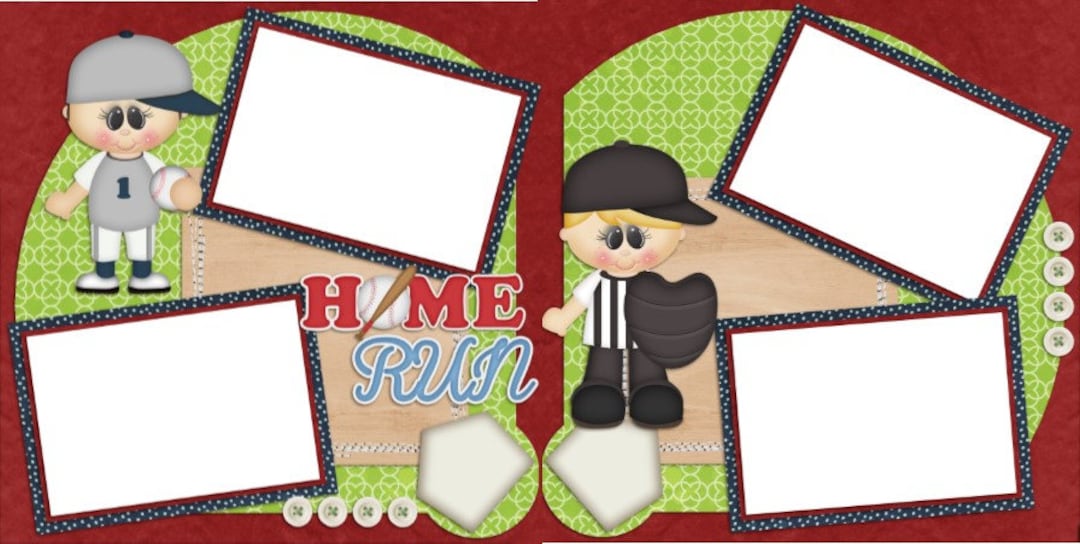 Home Run - Baseball - Digital Scrapbook Quick Pages - INSTANT DOWNLOAD ...