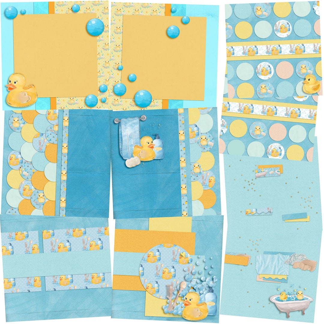 Bath Time Baby Background Pages - Digital Scrapbook Page Bundle ...