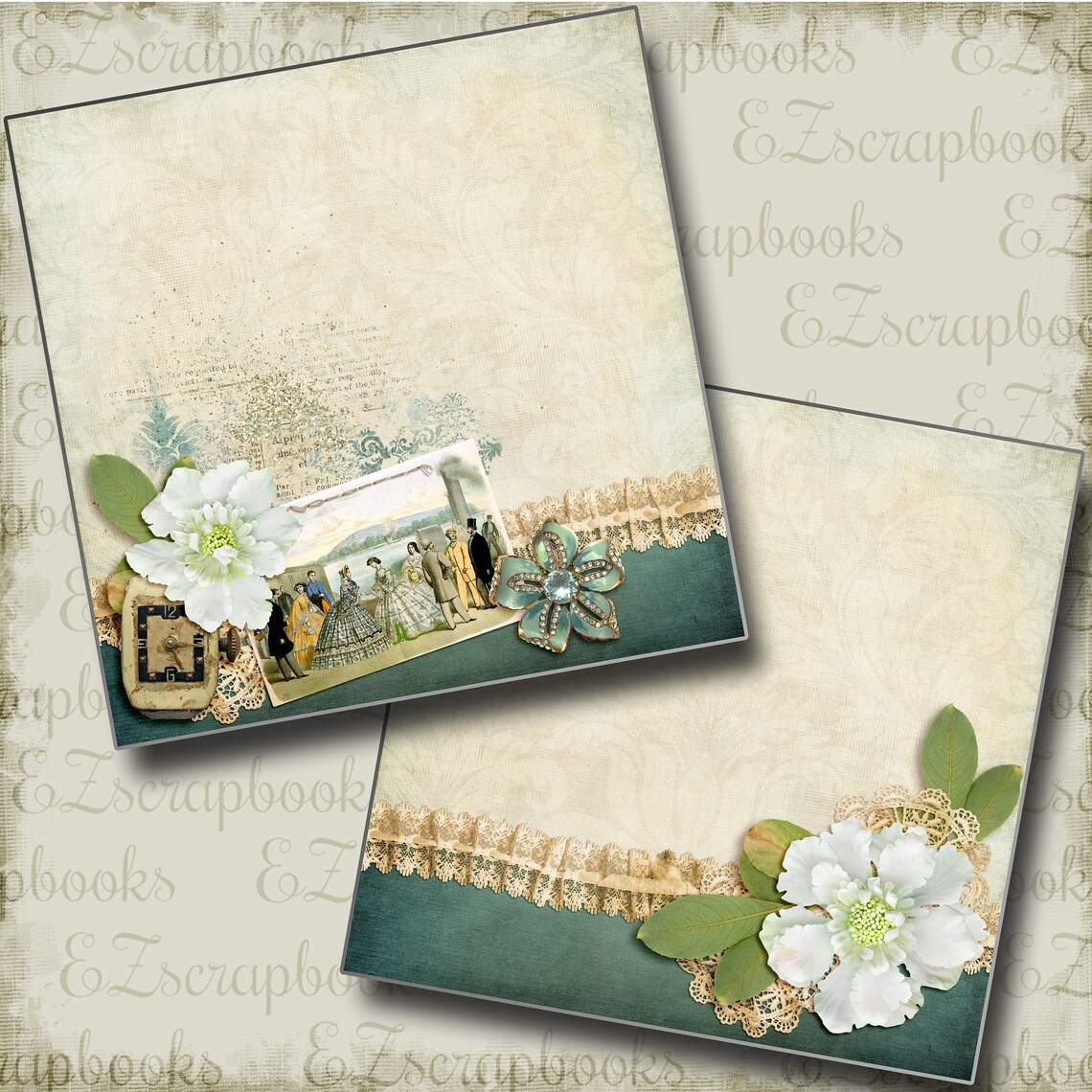 Antiques NPM 2 Premade Scrapbook Pages EZ Layout 4625 | Etsy