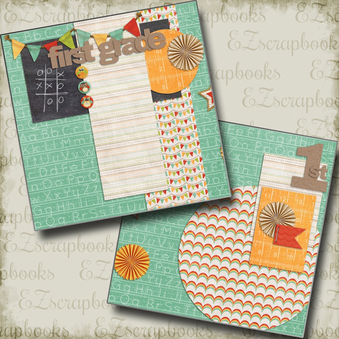First Grade NPM - School - 2 Premade Printed Scrapbook Pages - EZ ...