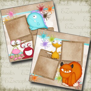 Little Monsters - 2 Premade Scrapbook Pages - EZ Layout 4342 - Etsy
