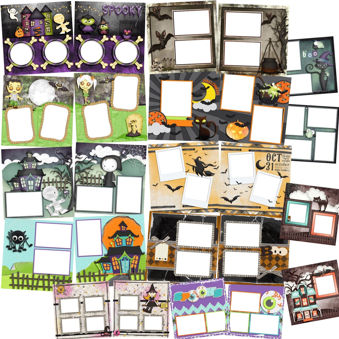 Halloween Collection 1 - Digital Scrapbook Quick Page Bundle - INSTANT ...