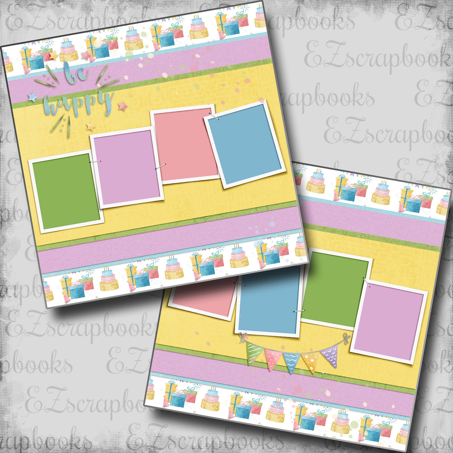 Be Happy Birthday 2 Premade Scrapbook Pages EZ Layout - Etsy