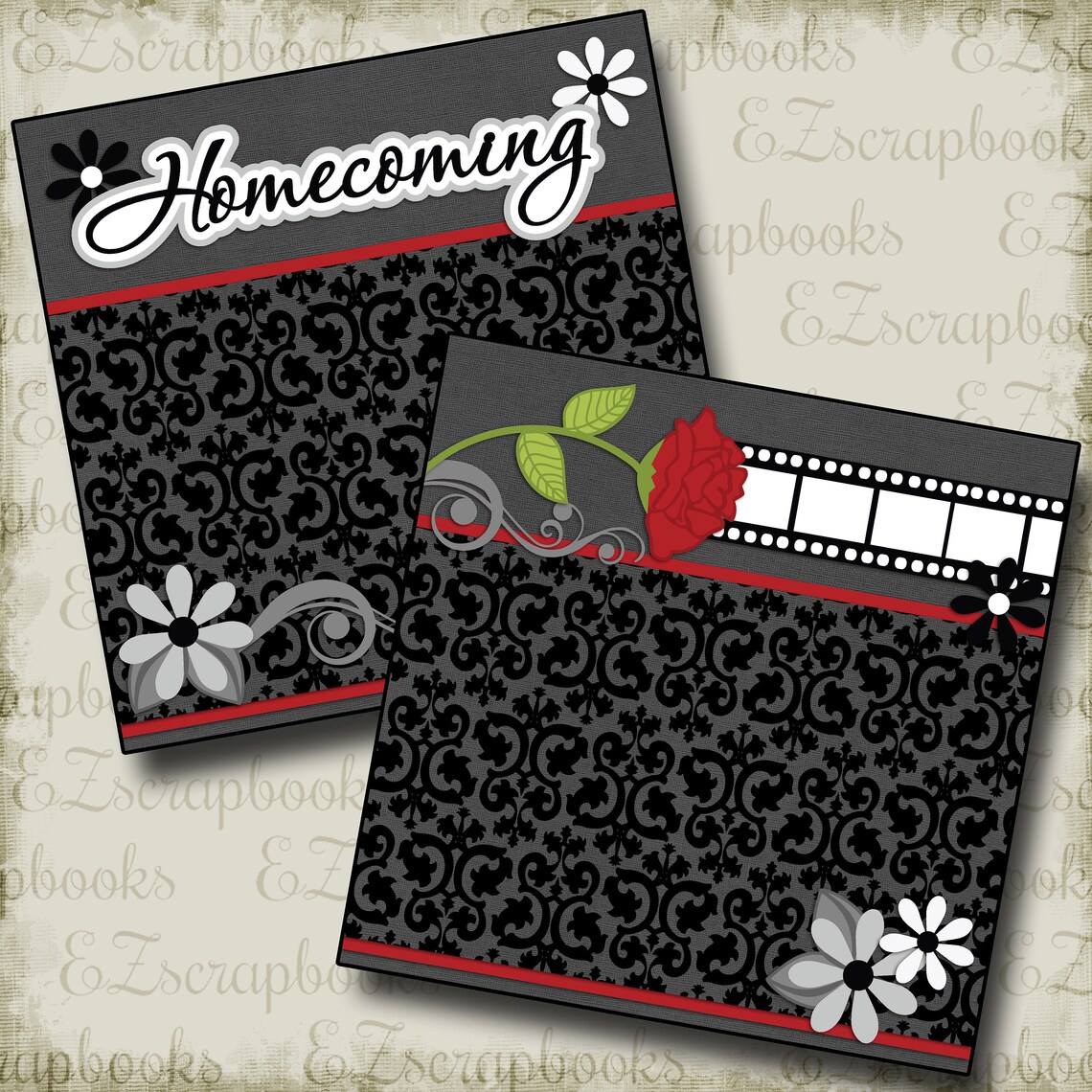 HOMECOMING NPM - High School - 2 Premade Printed Scrapbook Pages - EZ ...